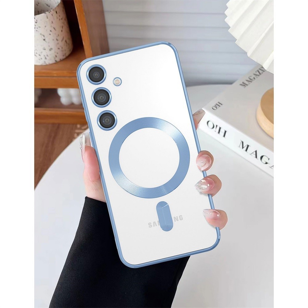 Plating Clear Magnetic Case for Samsung Galaxy A55 A05 A05S A15 A35 S24 S23 S20 FE Ultra Plus ...