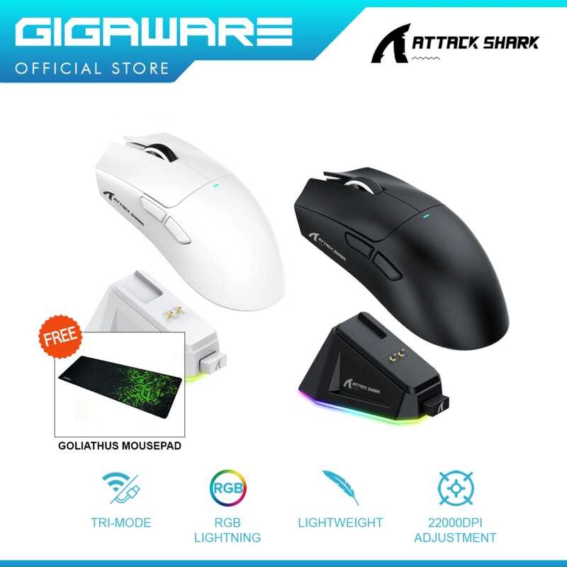 372 Attack Shark & X11 Mouse With Magnetic RGB Charging Dock Pixart ...