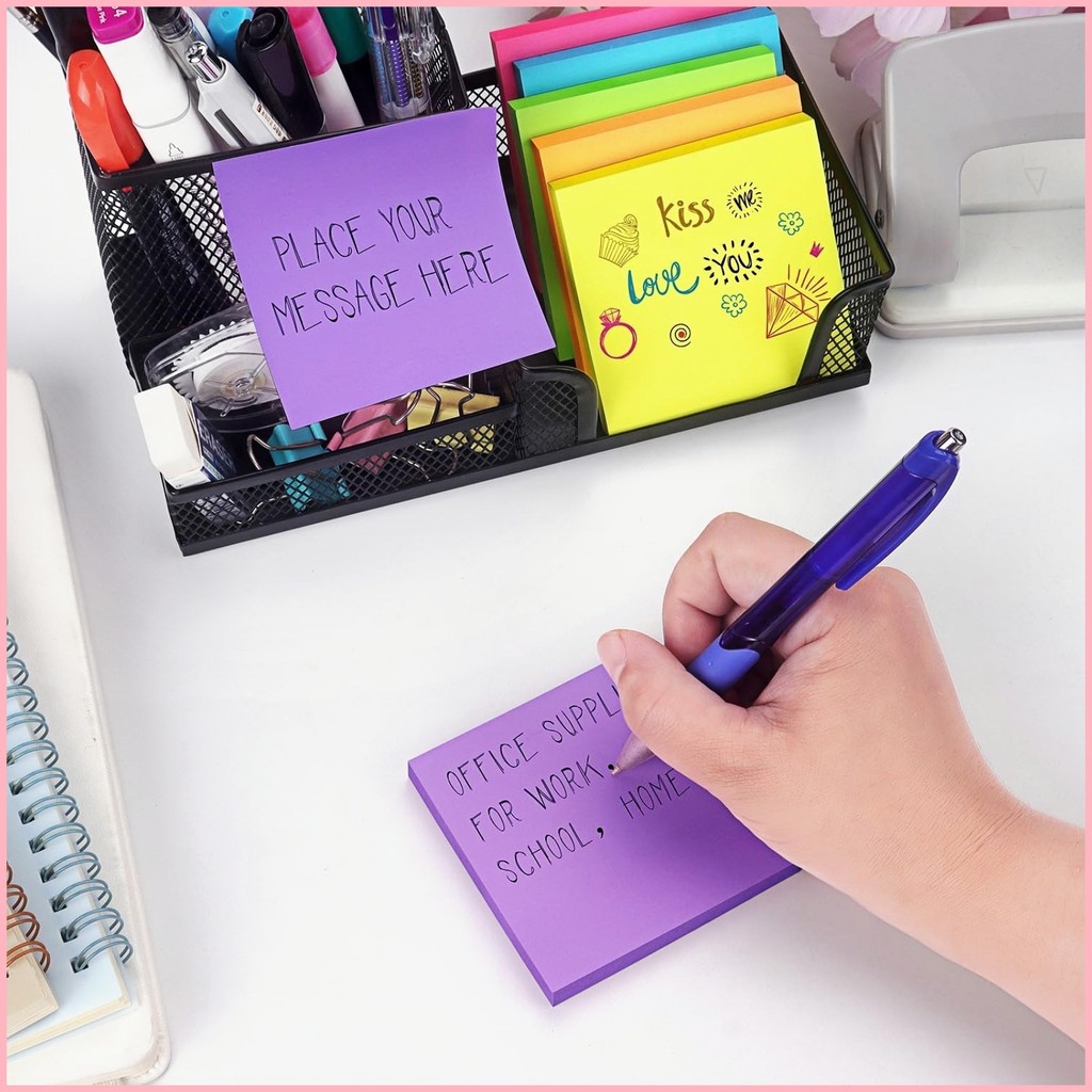 4 Pads Sticky Notes 7.5 x 7.5 cm( 3 x 3 Inches ), Bright Colors Self ...