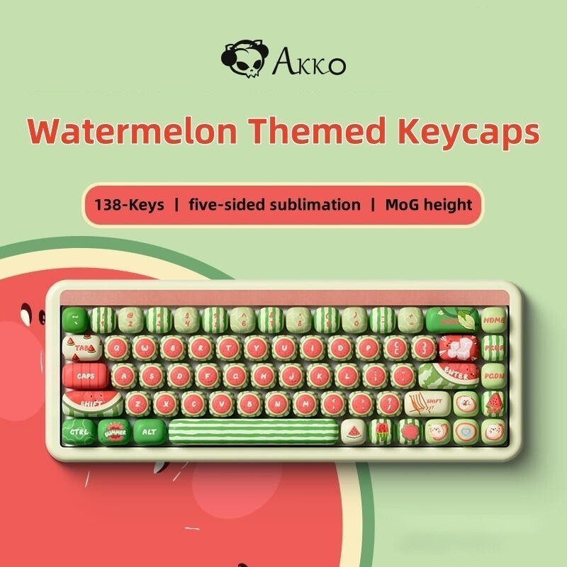 Akko Steamed Bun Watermelon Theme Keycap Custom Mog 138key Keycap ...