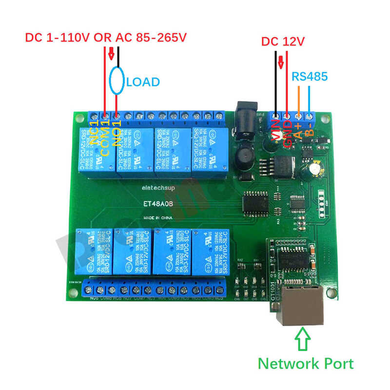 Network Switch MQTT TCP UDP Web HTTP Rs485 Timer Et48a08 12V 8 Channel Rs485/Tcp Modbus Relay ...