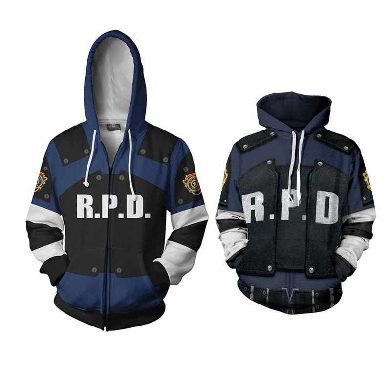 § RPD Leon Scott Kennedy Cosplay Hoodie Sweatershi Causal Jacket Coat ...
