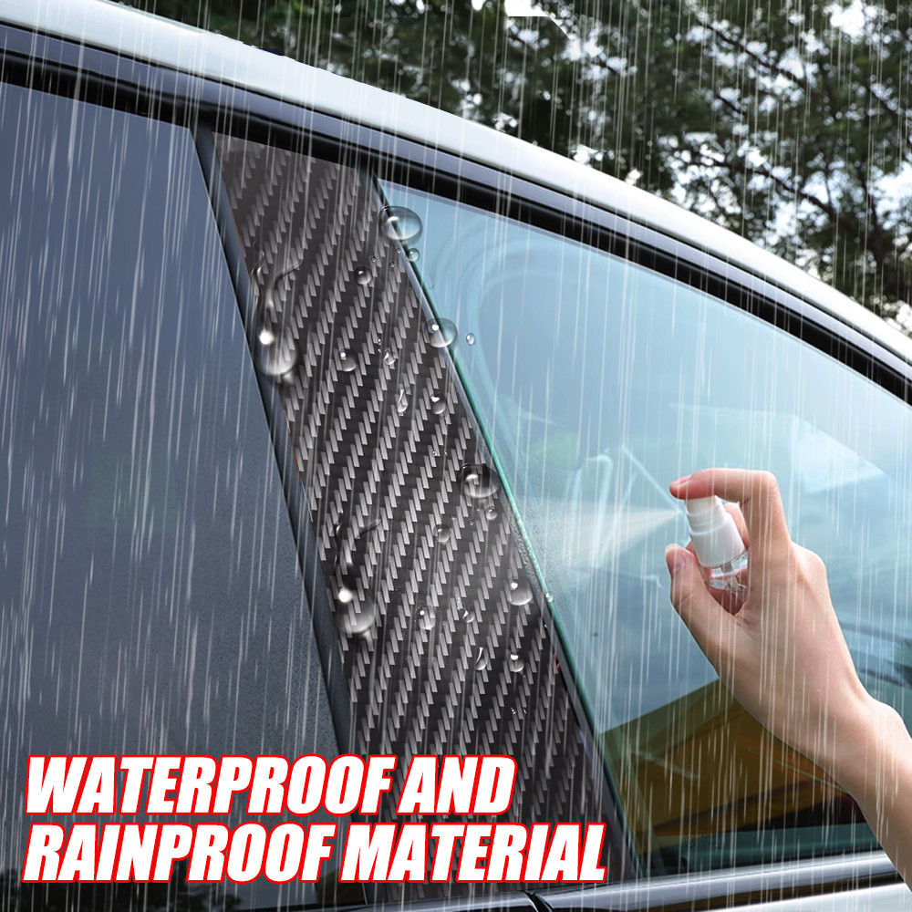 2 Pcs/ Kit DIY Car Window Frame Decorative Carbon Fiber Sticker ...