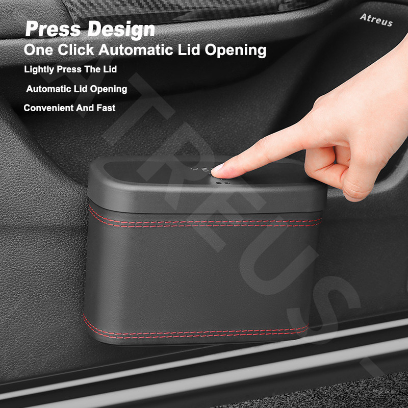 Ford Multifunction Car Trash Can Garbage Dustbin Organizer Leather ...