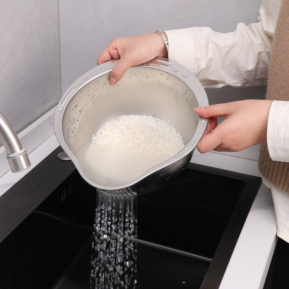 Portable 2 in 1 Rice Washing Vegetable Cutting Drainage Basin ...