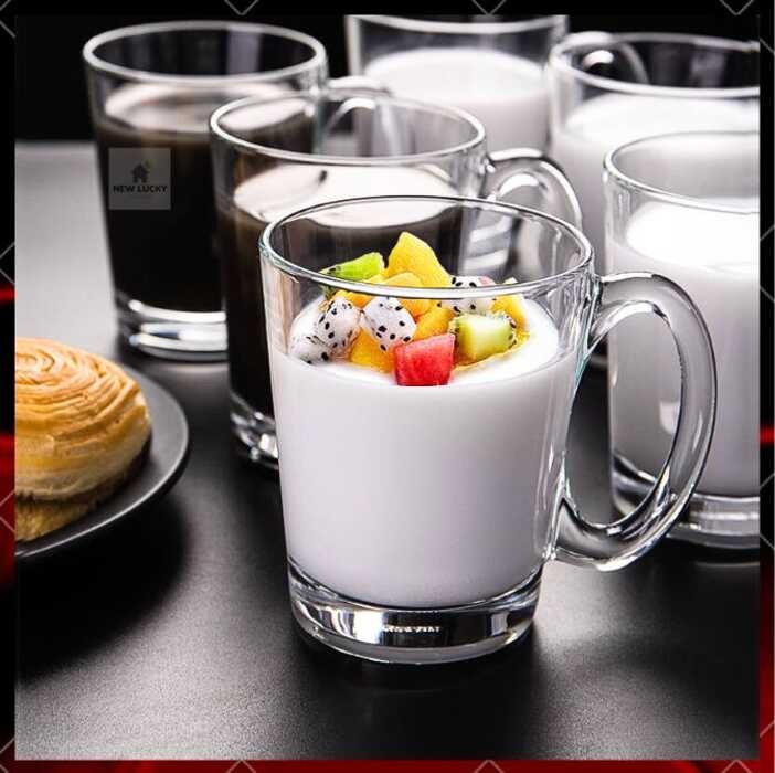 NEW LUCKY [6Pcs] 300Ml High Quality Glass Clear Mug Coffee Cup Tea ...