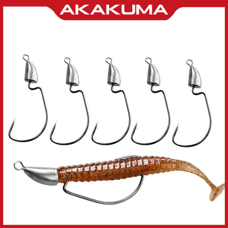 5G/7G/10G/14G Stainless Steel Drop-Shaped Jig Head Fishing Hooks Offset ...