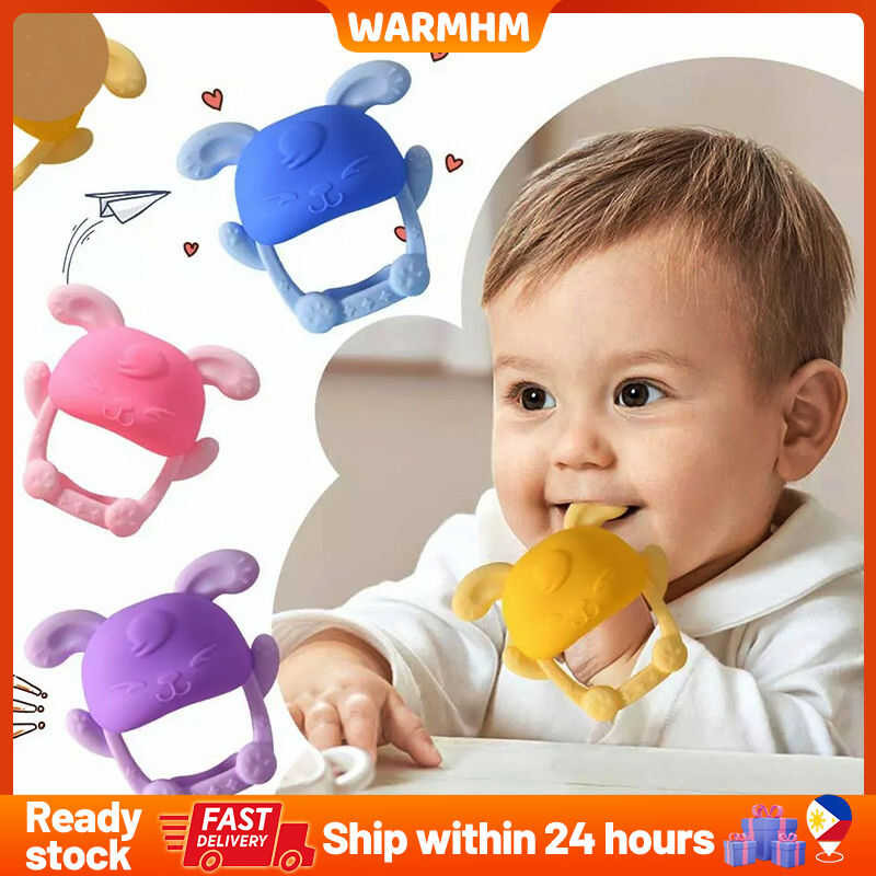 Antibacterial Rabbit Silicone Wristband Teether Baby Hand Teething Toys ...