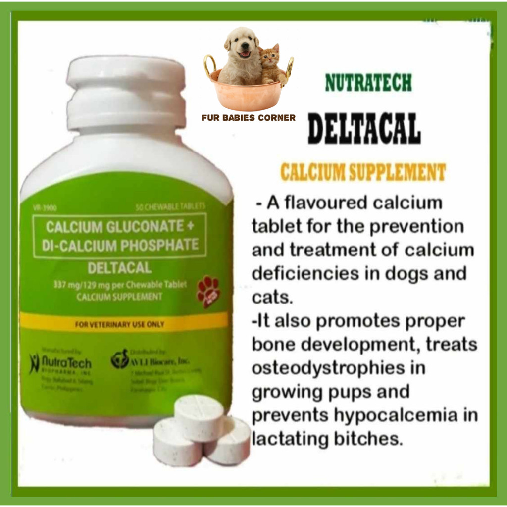 Deltacal Calcium Supplement Tablets For Cats And Dogs Puppies Adult ...
