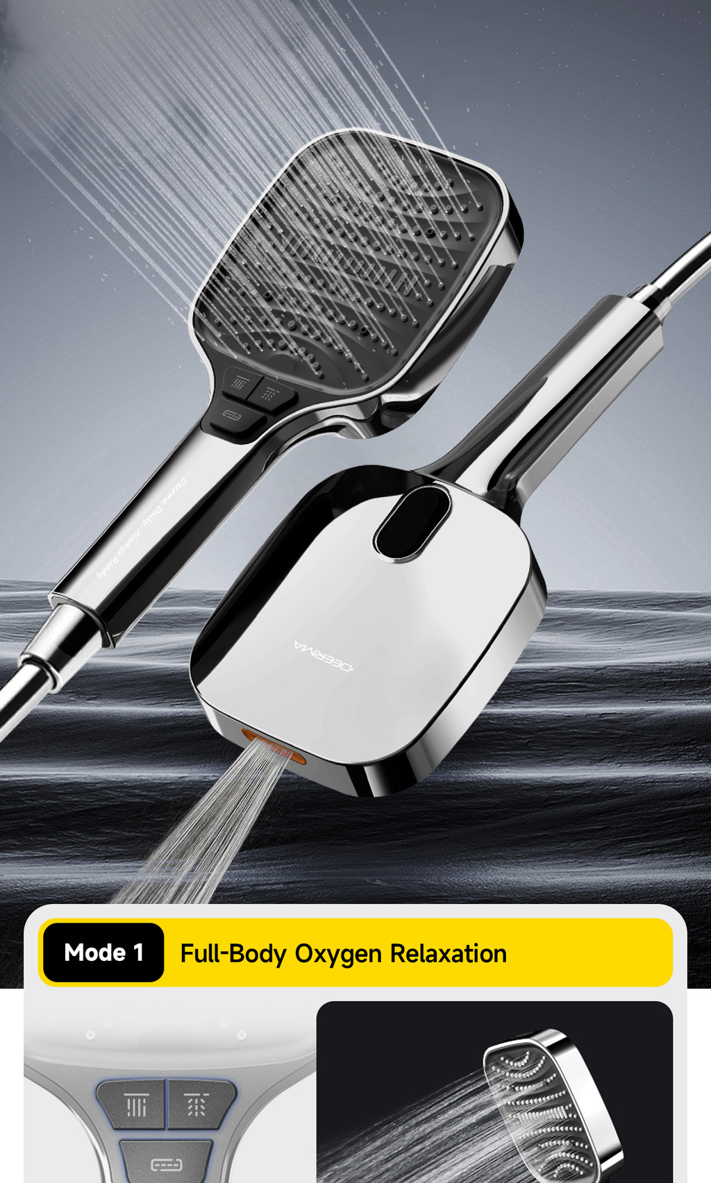 Deerma HS01 Shower Head High Pressure 7 Personalized Modes 150mm Wide ...