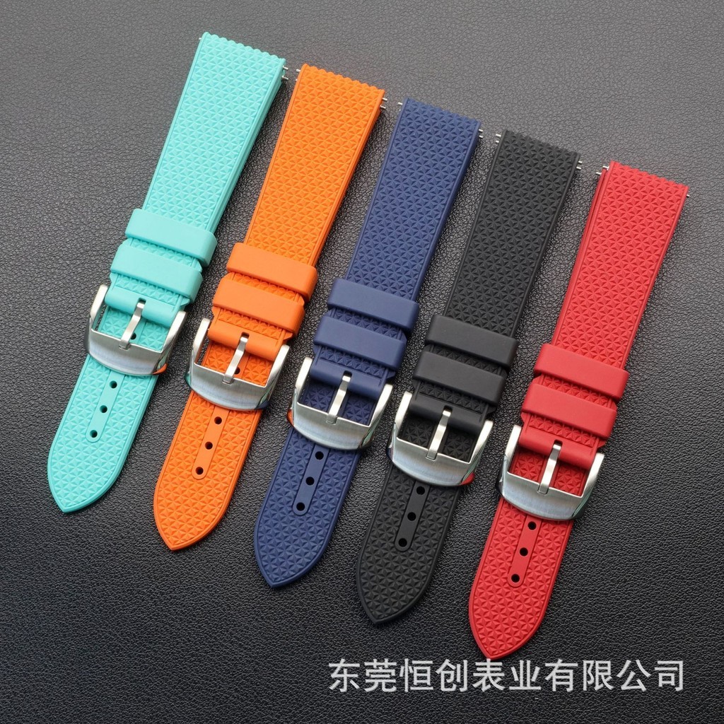 Flat head universal fluorine rubber watch strap Labor.Green Water Ghost ...