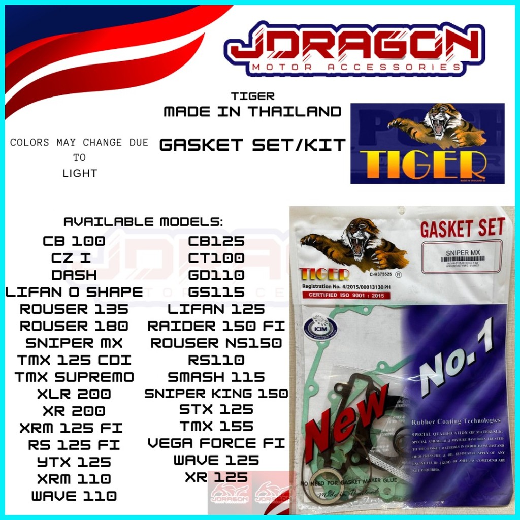 TIGER OVERHAULING GASKET SET/KIT (100% Made in Thailand) | Shopee ...