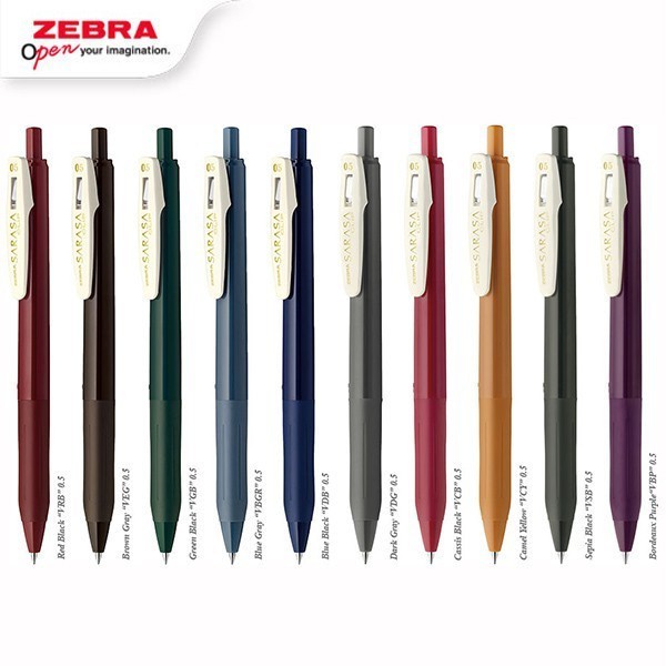 Zebra Sarasa JJ15 Clip Pen Gel Retro 0.5mm-10 Colors Vintage Colors ...