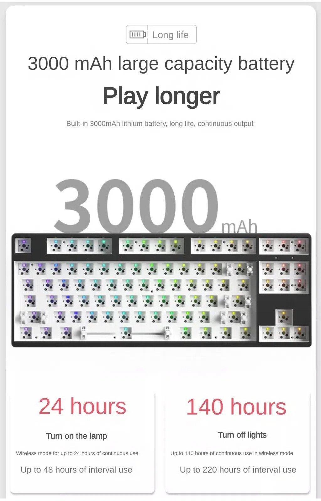 KC87 Mechanical keyboard Kit Hot swappable 3-mode wireless Bluetooth 3000mAh TKL RGB Barebone 80 ...