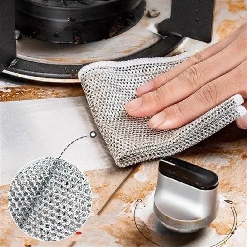 Metal Steel Wire Rags Cloth Home Kitchen Pot Pan Dishwashing - Double ...