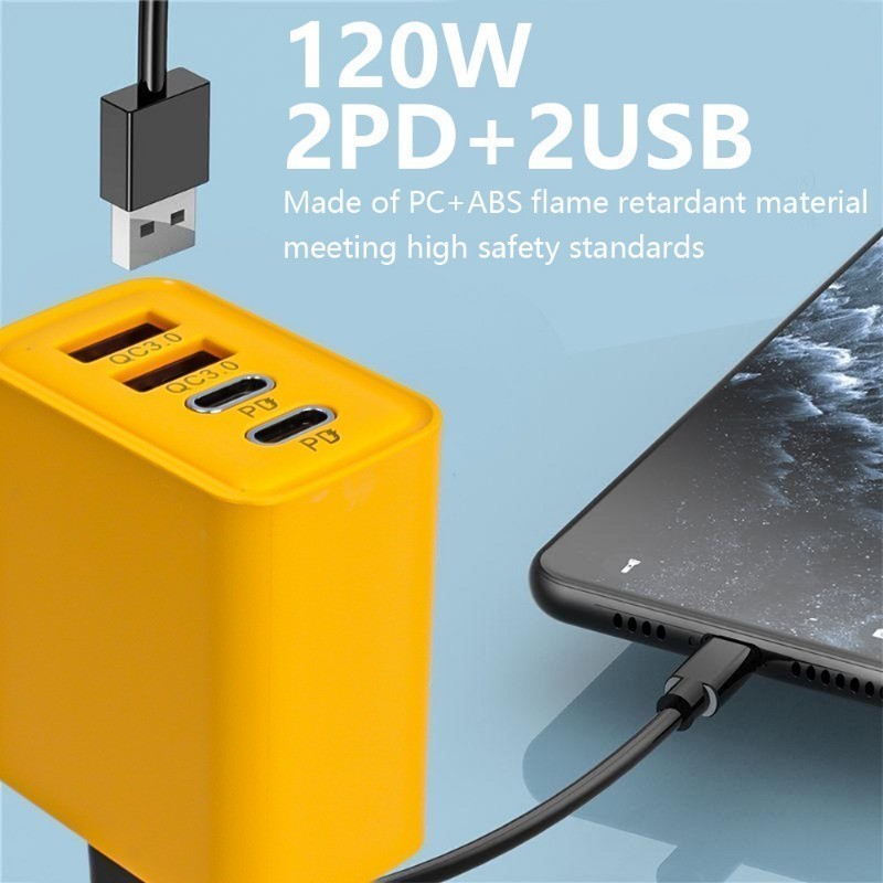 120W Fast Charging 4 Ports Universal Mobile Phone Charger QC3.0 USB ...