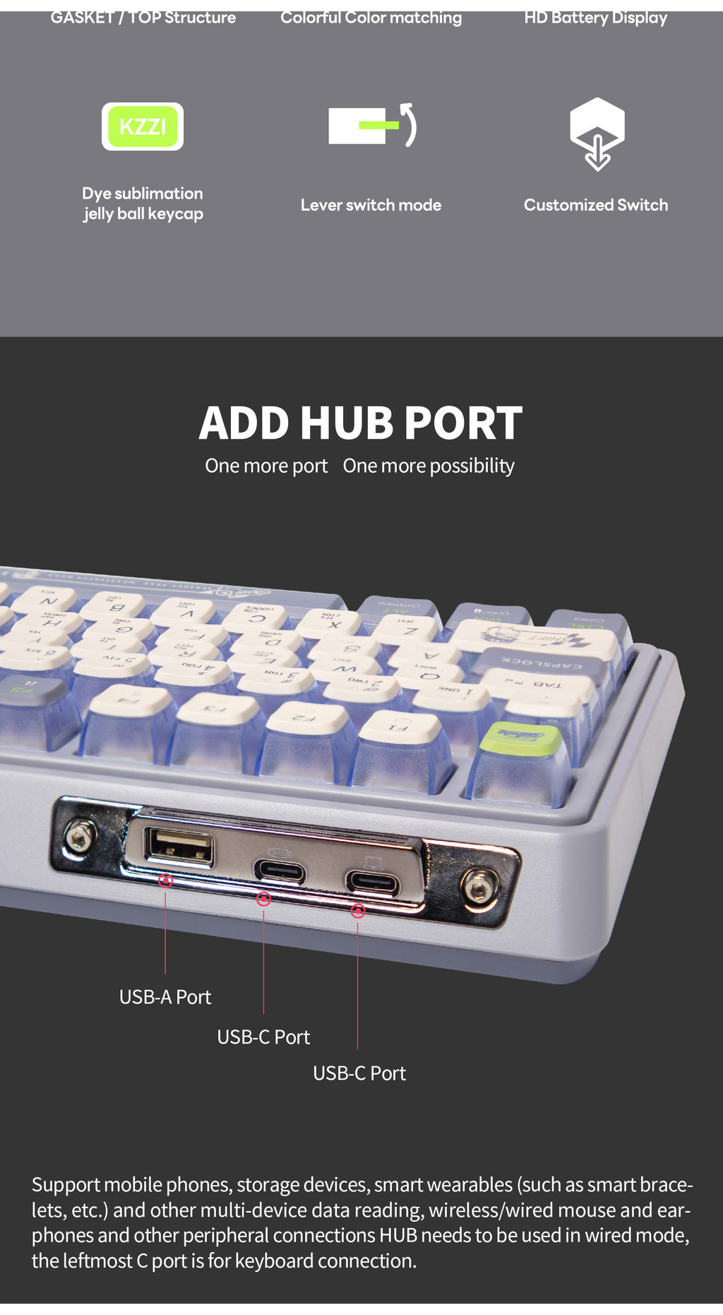 KZZI Kezhi K75Pro+ Wireless Three-Mode Mechanical Keyboard Gasket ...