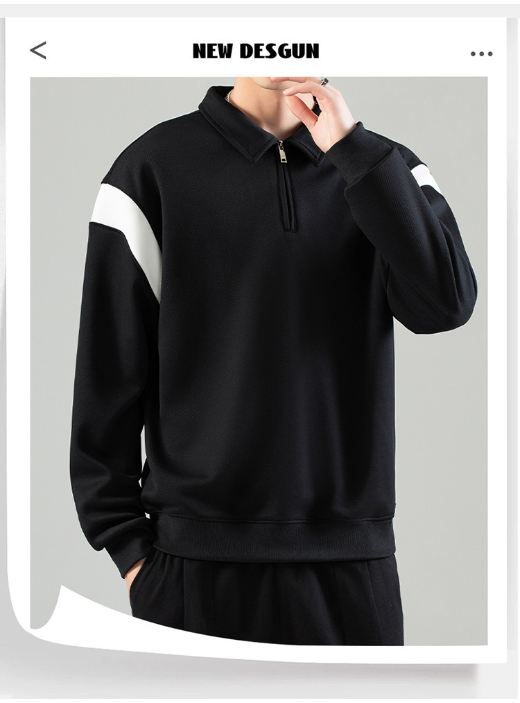 S-4XL Uniqlo Spring and Autumn Casual Loose Top, Flip Collar Pullover Zipper Sweatshirts ...