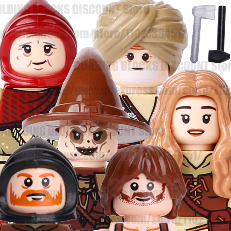 822 Medieval Castle MOC Soldiers Figures Building Blocks Witch Elderly Farmer Craftsman Gi ...