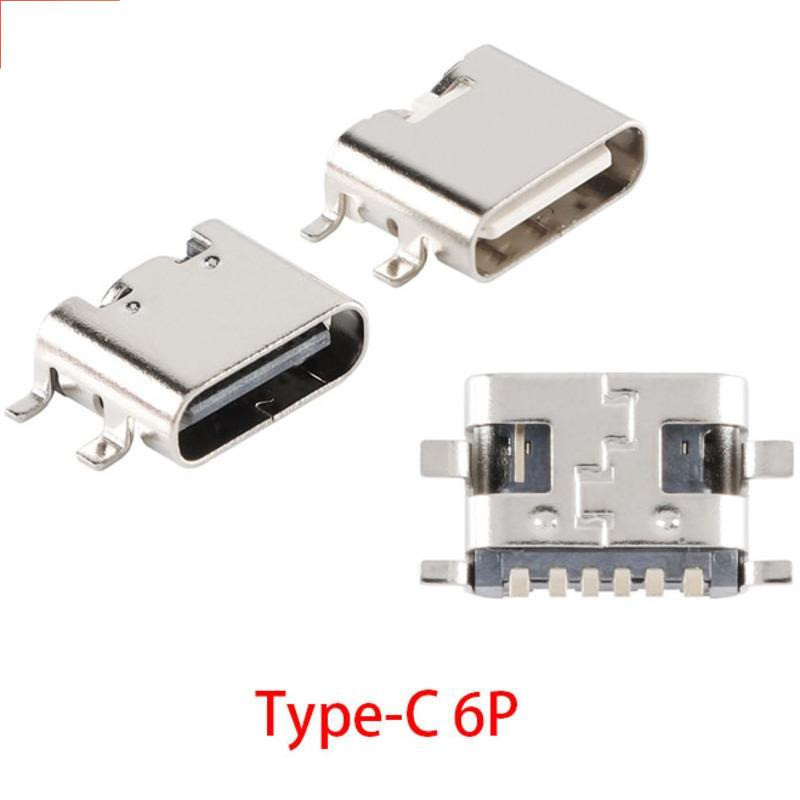 10pcs/2pcs USB Type C Charging Pin Connector Jack Female 6Pin Full ...