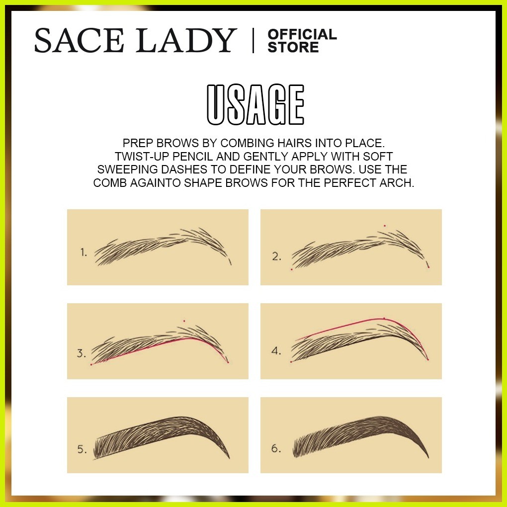 SACE LADY Eye Brow Pencil Waterproof Longlasting Smudge-proof Eyebrow ...