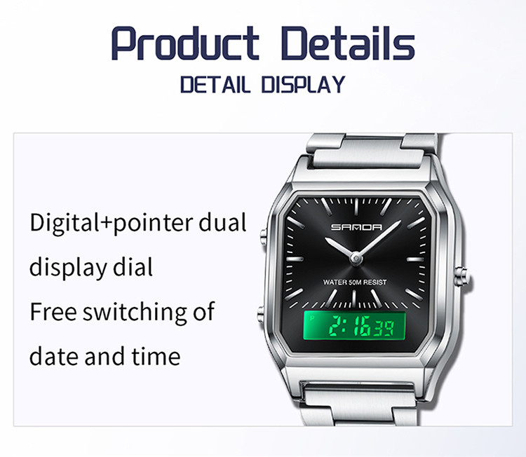 SANDA Waterproof Men's and Women's Fashion Quartz Watch Stainless Steel ...