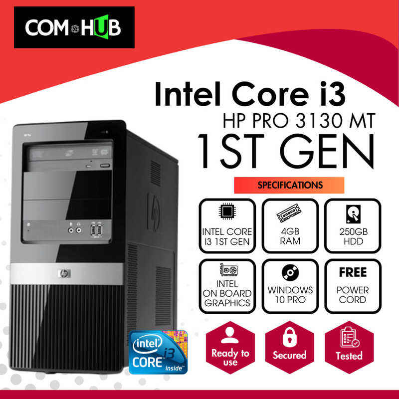 HP Pro 3130 MT Intel Core I3 1St Gen 4Gb RAM Ddr3 250Gb HDD ...
