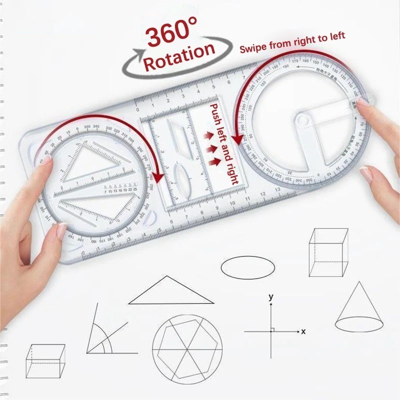 Multifunctional Geometric Ruler - Drawing Tools Plastic Ruler Set ...