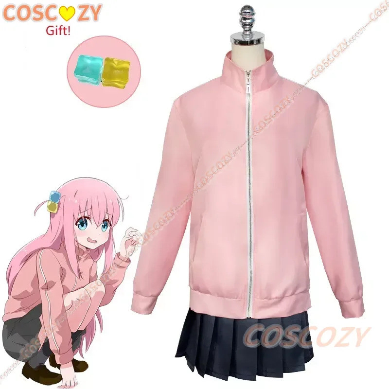 Bocchi The Rock Gotou Hitori Costume JK Uniform Pink Jacket Skirt Wig ...