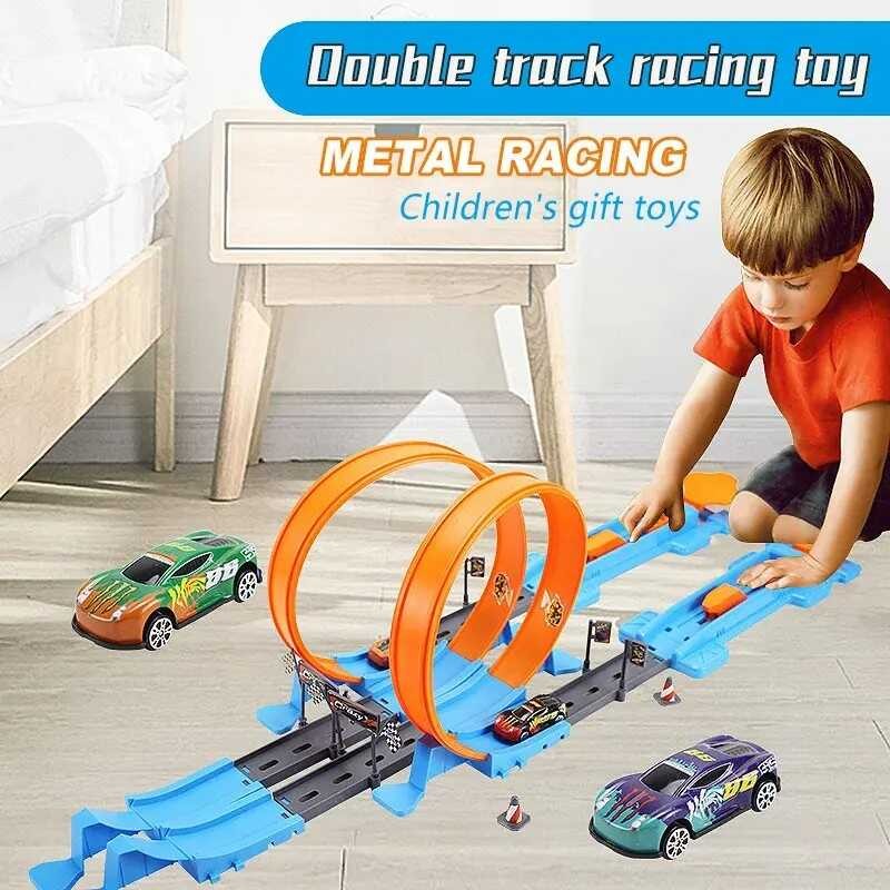Race Hotwheels Track Car Model Toys Kids Catapult Rail Racing Cars DIY ...