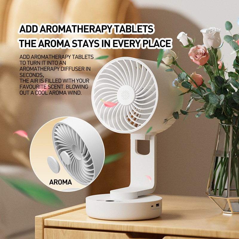 Fan 4 Speed Battery Operated Table Fan LED Lighting with Timer Electric ...