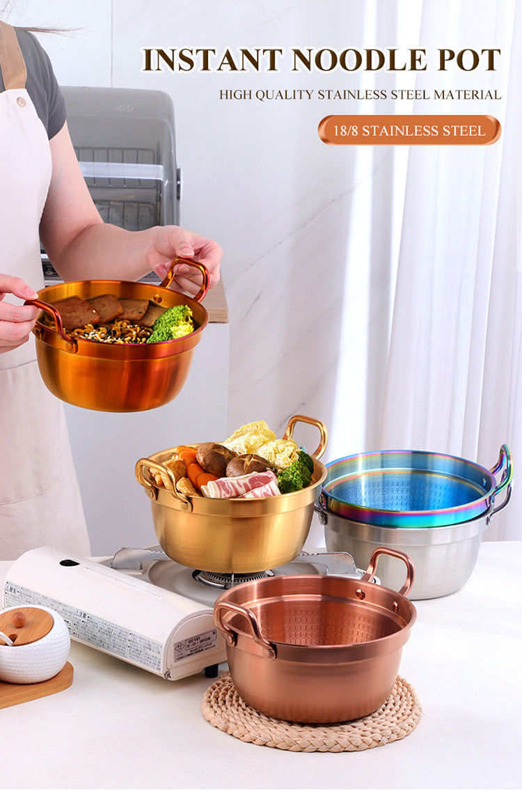 20cm Stainless Steel Double Handle Cooking Pot Metal Heating Pot ...