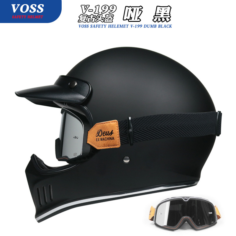 Vintage Cafe Racer Full Face Motorcycle Helmet Retro Casco De Moto Cte ...