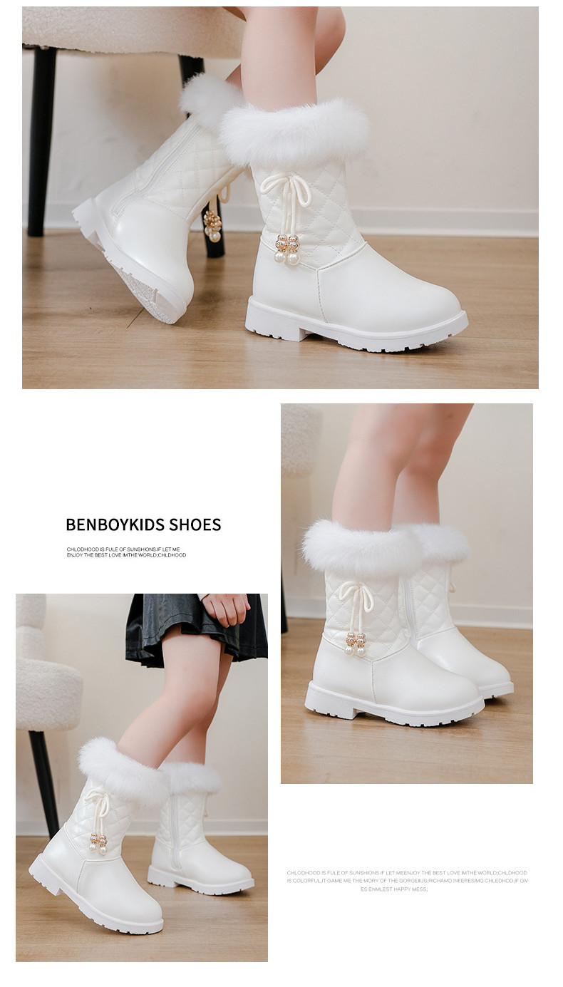 Girls Princess Boots Warm Shoes for Winter Kids Long Boots with Fur ...