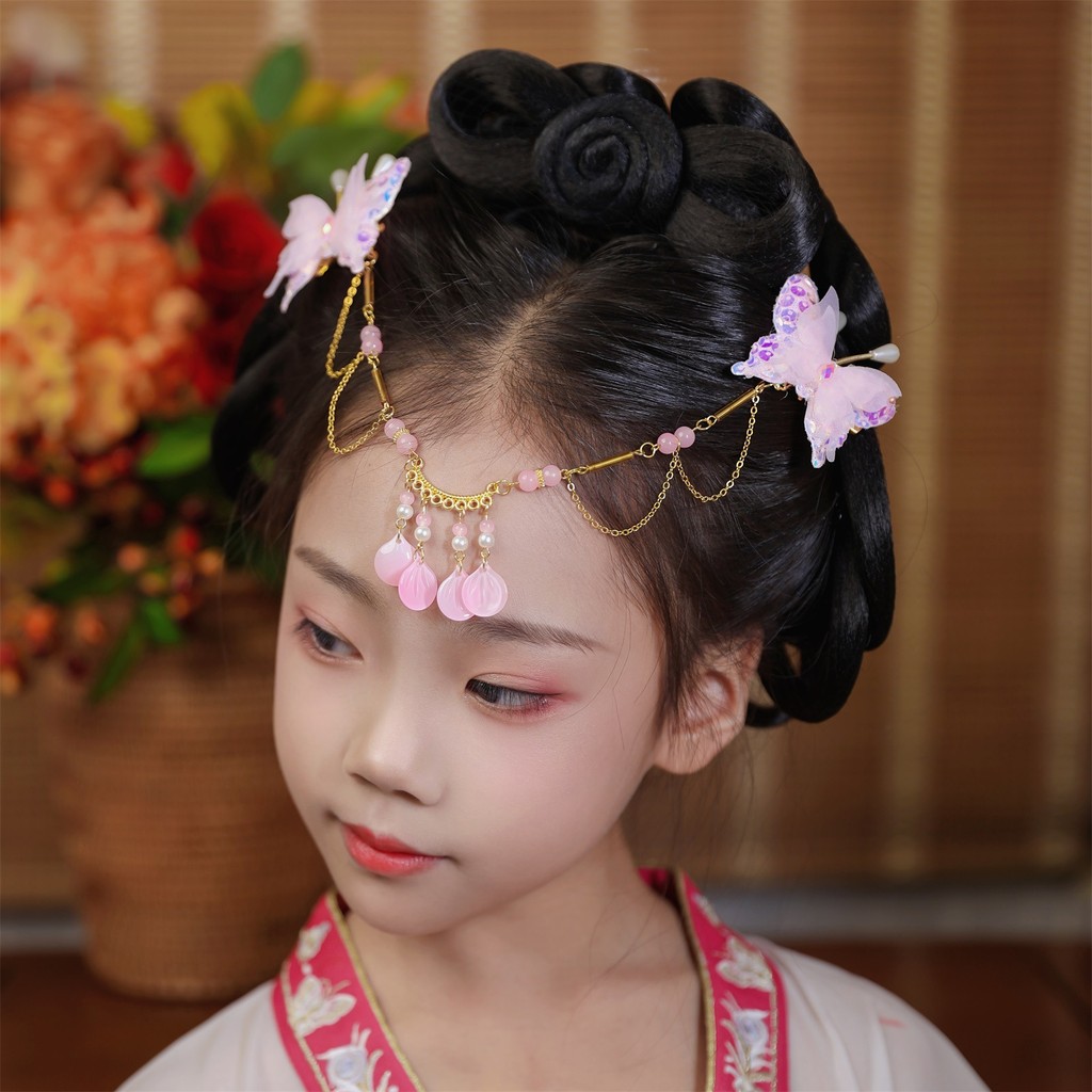 Children Hanfu Headdress Girl Super Fairy Step Shaking Tassel Forehead ...