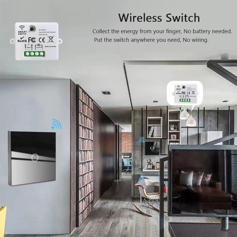 Wireless Smart With Remote Control 433Mhz Wall Panel Touch Switch Mini ...