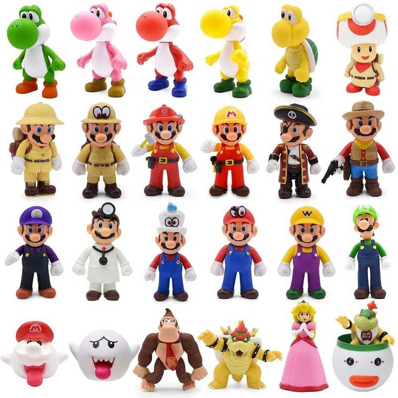 A A Super Mario Bros Luigi Figure Model Bowser Green Yoshi Cappy Koopa ...