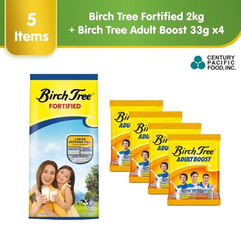 Birch Tree Fortified Powdered Milk 2Kg + Adult Boost 33G X4 - Supports ...