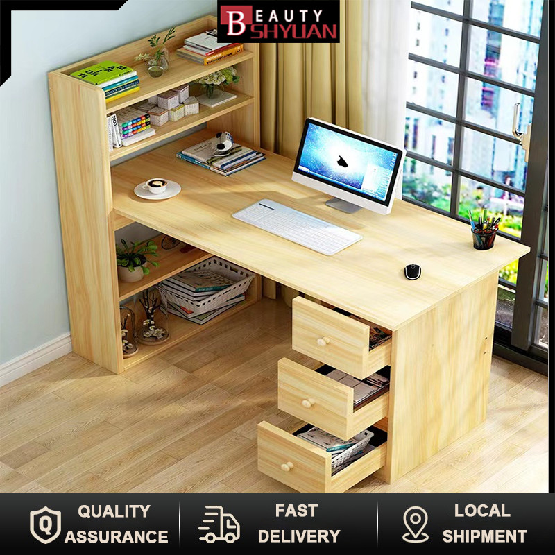 Computer Desk Desk Bookshelf Integrated Combination Home Bookcase Desk ...