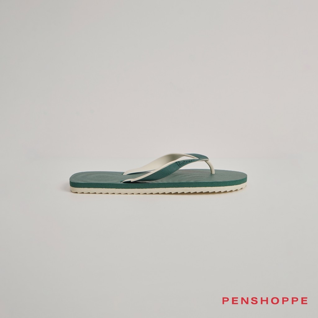 Penshoppe Two-Toned Sawtooth Sole Flip Flops (Forest Green/Medieval ...