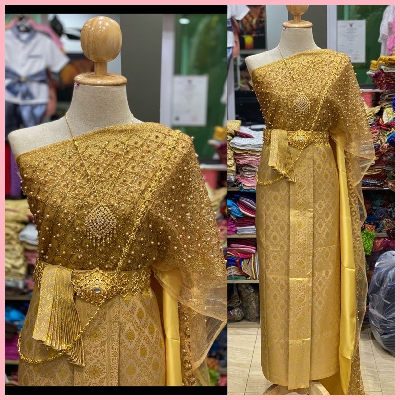 Pearl Embroidered Glitter Sabai Set (Face Of Nang Chai Phat + Muk ...