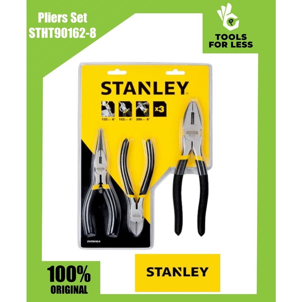 STANLEY Plier Set of 3 (Linesman plier 8", Diagonal Cutting 6" & Long ...