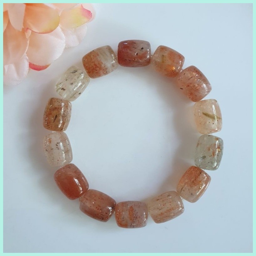 Arusha Sunstone Natural Crystal Stone Barrel Bracelet 11mm | Shopee ...