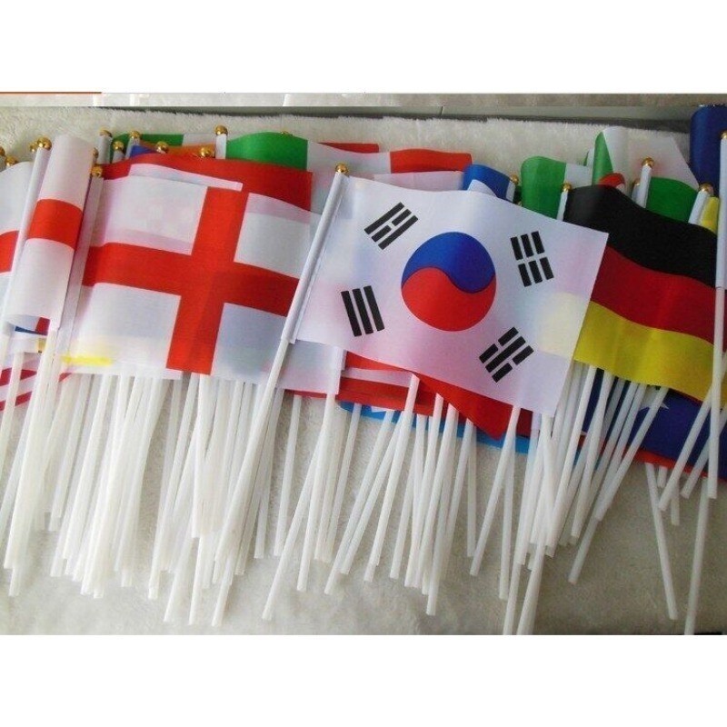10pcs Hand Held Flag with Poles 14*21 CM 62 Countries World Cup Cheer ...