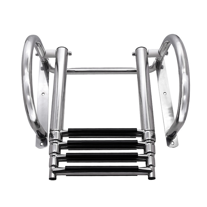 Stainless Steel Telescoping Ladder 4 Step Boat Ladder Folding Sliding ...