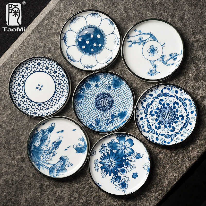 2025 4N Blue and White Cup Ceramic Circular Insulation Chinese Home Mat ...