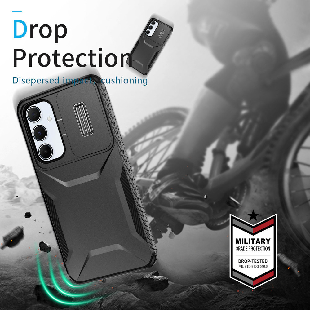 KEYSION Shockproof Armor Case for Samsung A55 5G A35 A25 Slide Push ...