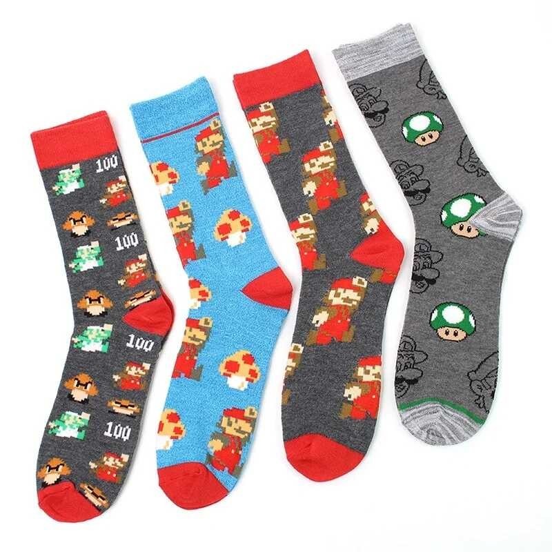 4 Super Mario Bros Cartoon Kids Odyssey Yoshi Anime Socks Action ...