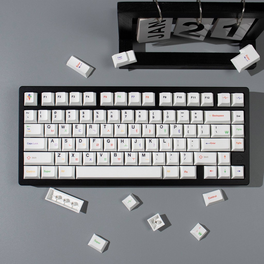 Korean Keycaps BOW Minimalism White/ Milky White Cherry Profile PBT ...