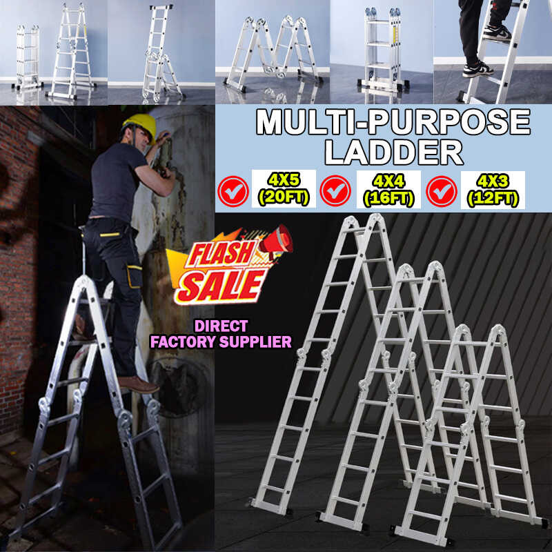 12Ft Foldable 16Ft 20Ft Aluminum Alloy Adjustable Multi Purpose Ladder ...